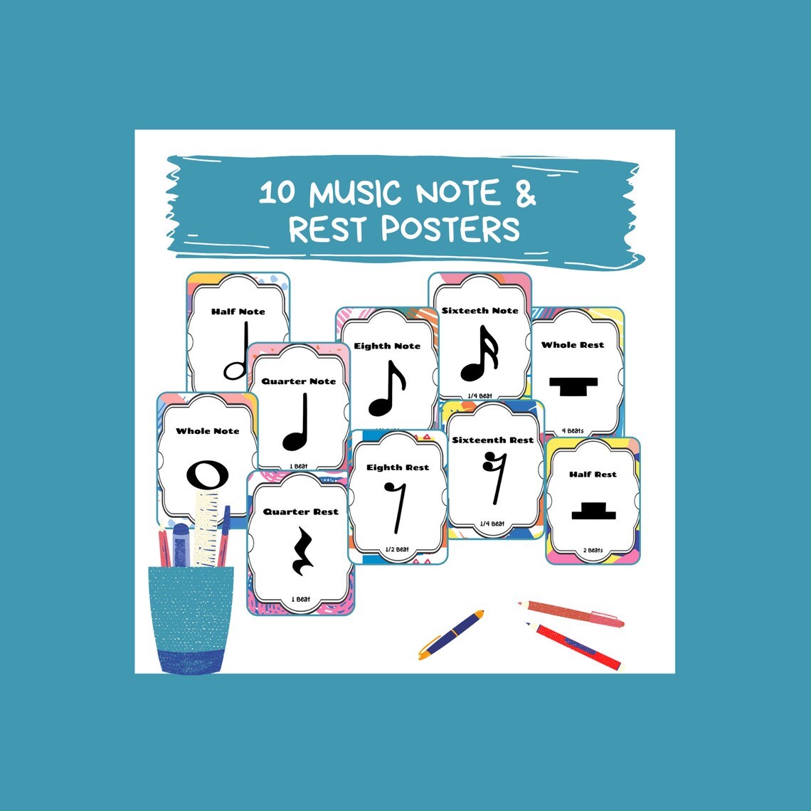Must-have for Teacher Note Values, Rests, Music Poster, Educational ...
