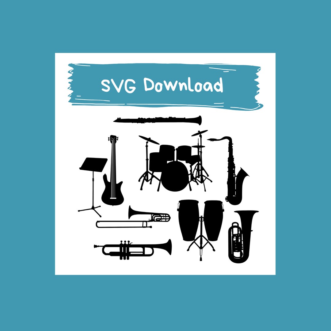 Bass Svg, Trombone Svg, Clarinet Svg, Saxophone Svg, Musical Notes ...