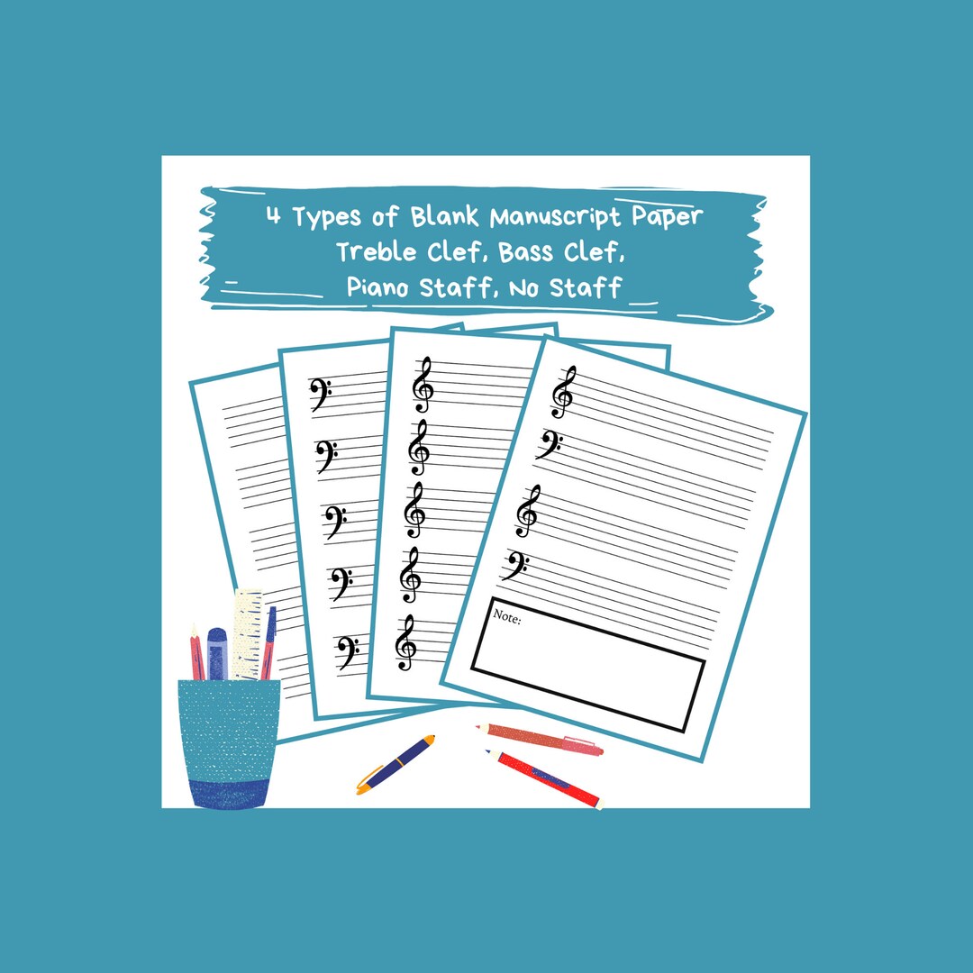 Music Manuscript Paper Printable Music Sheets Blank Wide Staff Music ...