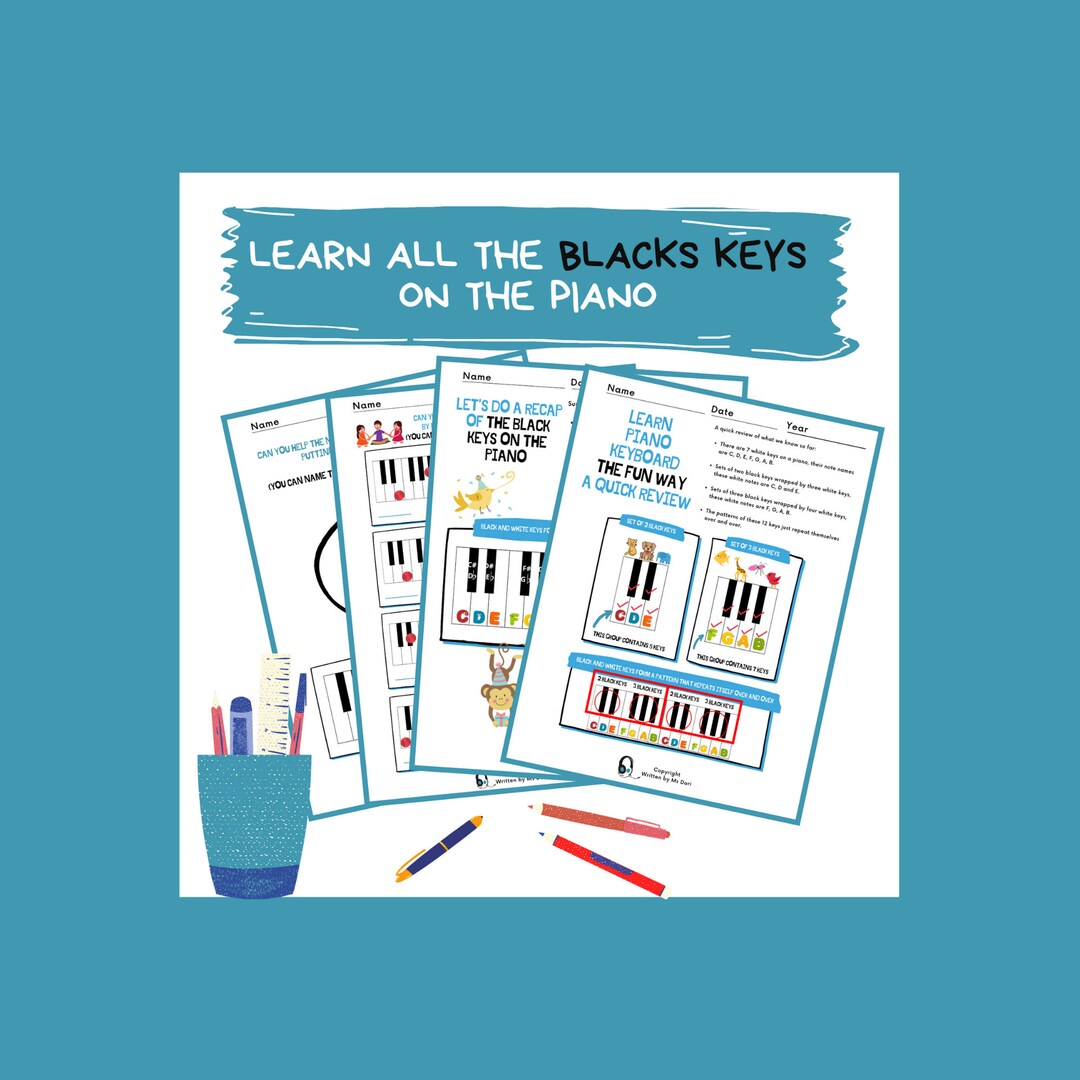 Learn Piano Black Keys Music Study Printables Lesson Sheets Exercise ...