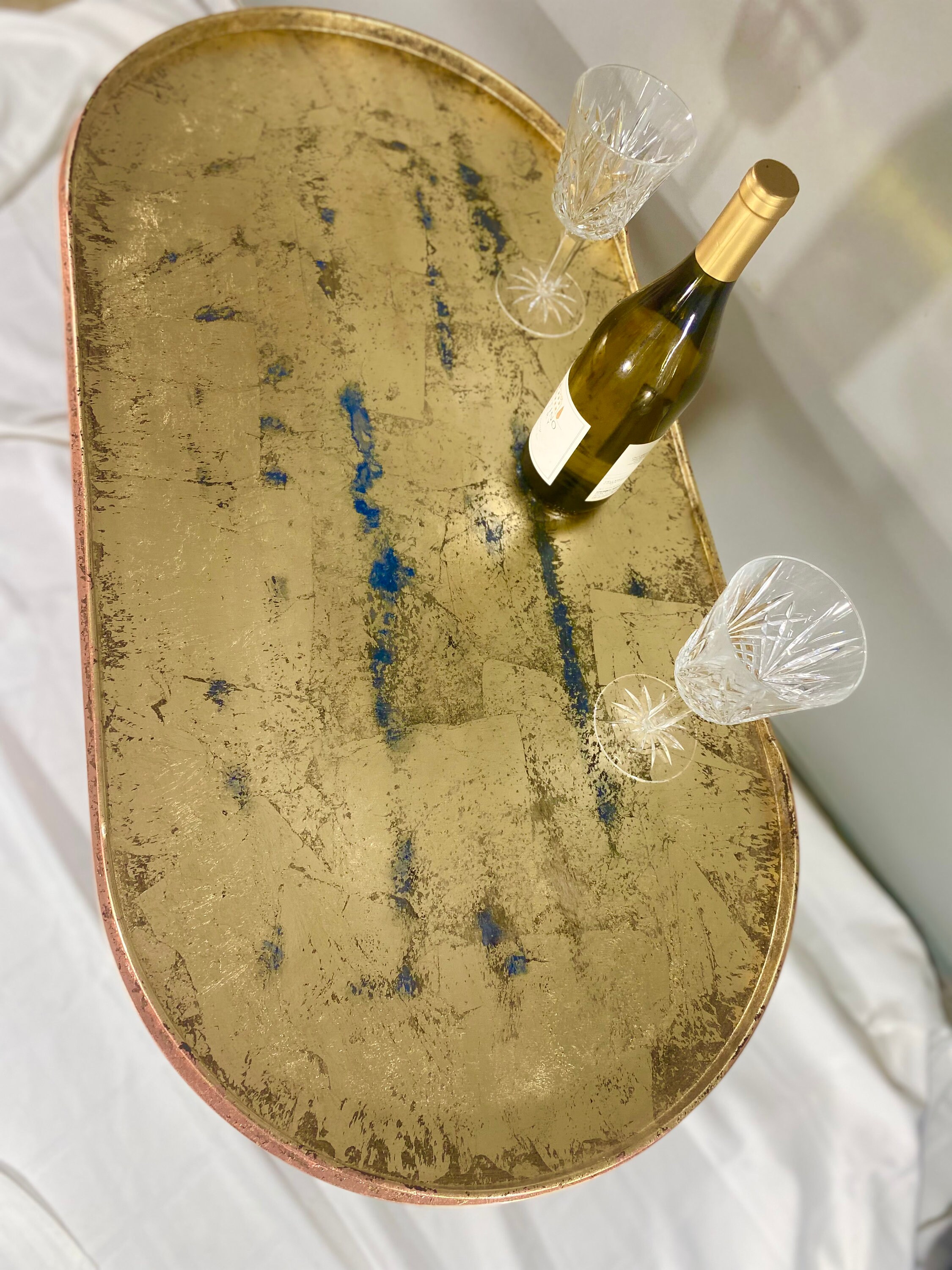 GOLD LEAF Mersman Vintage Side Table, FREE Shipping Unique Small Coffee ...