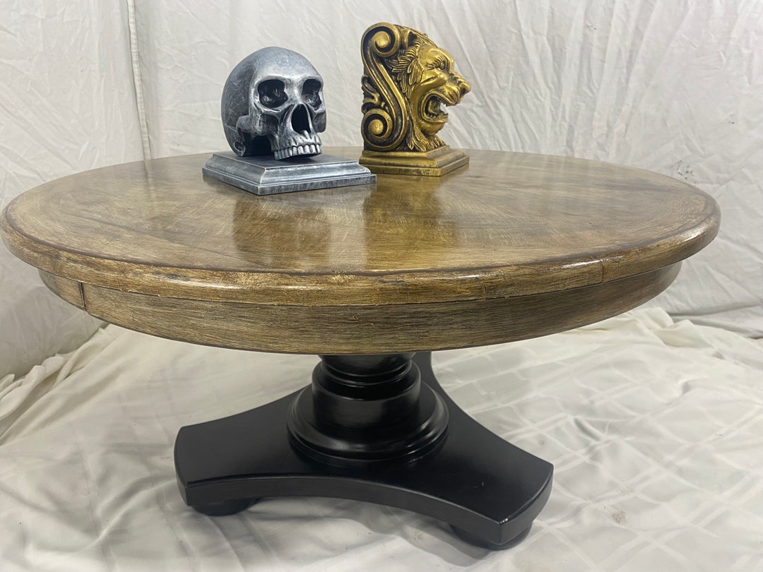 Stunning Rustic Round Pedestal Table | Vintage Elegance Meets Gothic ...