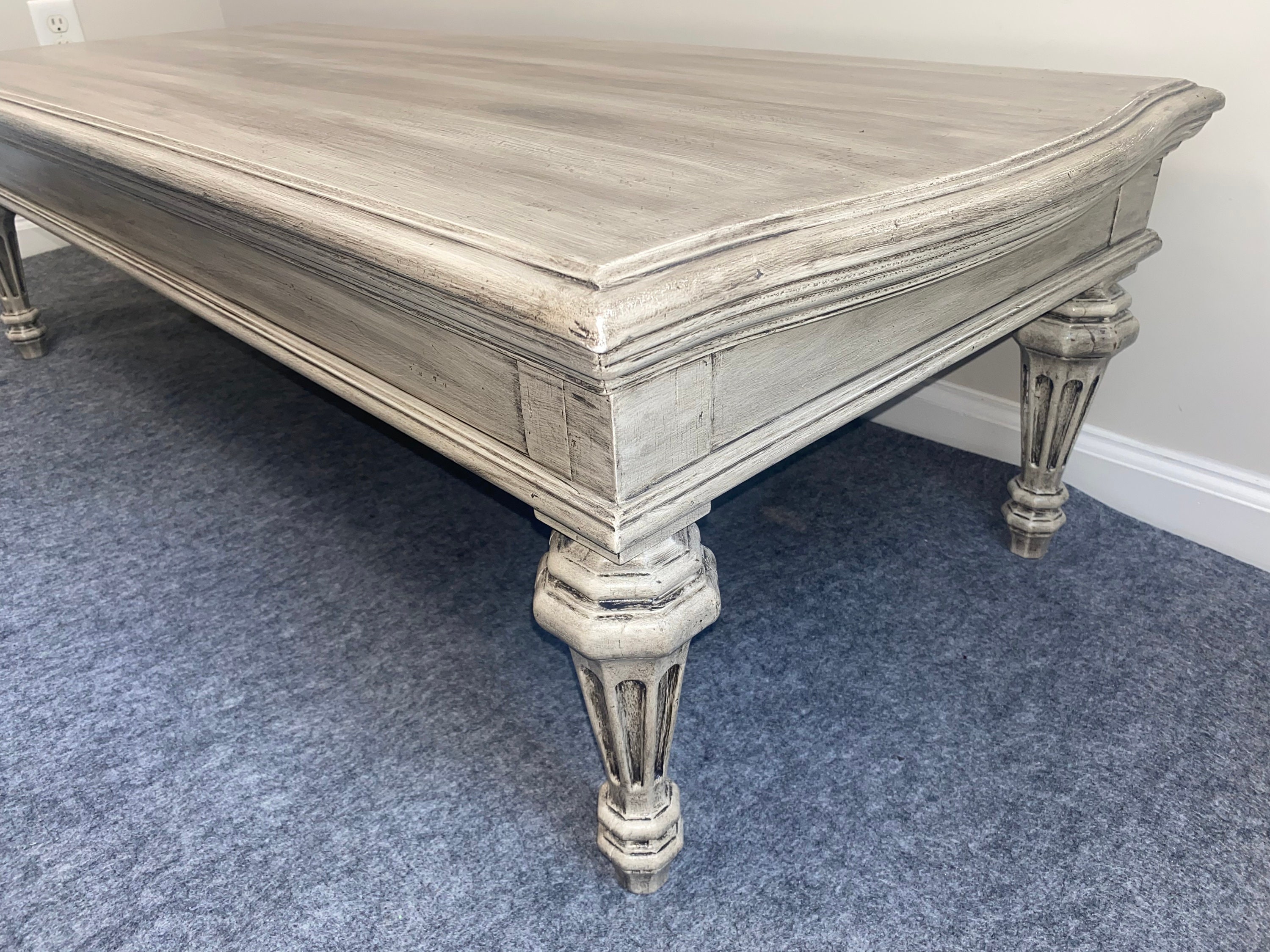 Distress White Center Table, Farmhouse Center Table, Solid Wood Coffe ...