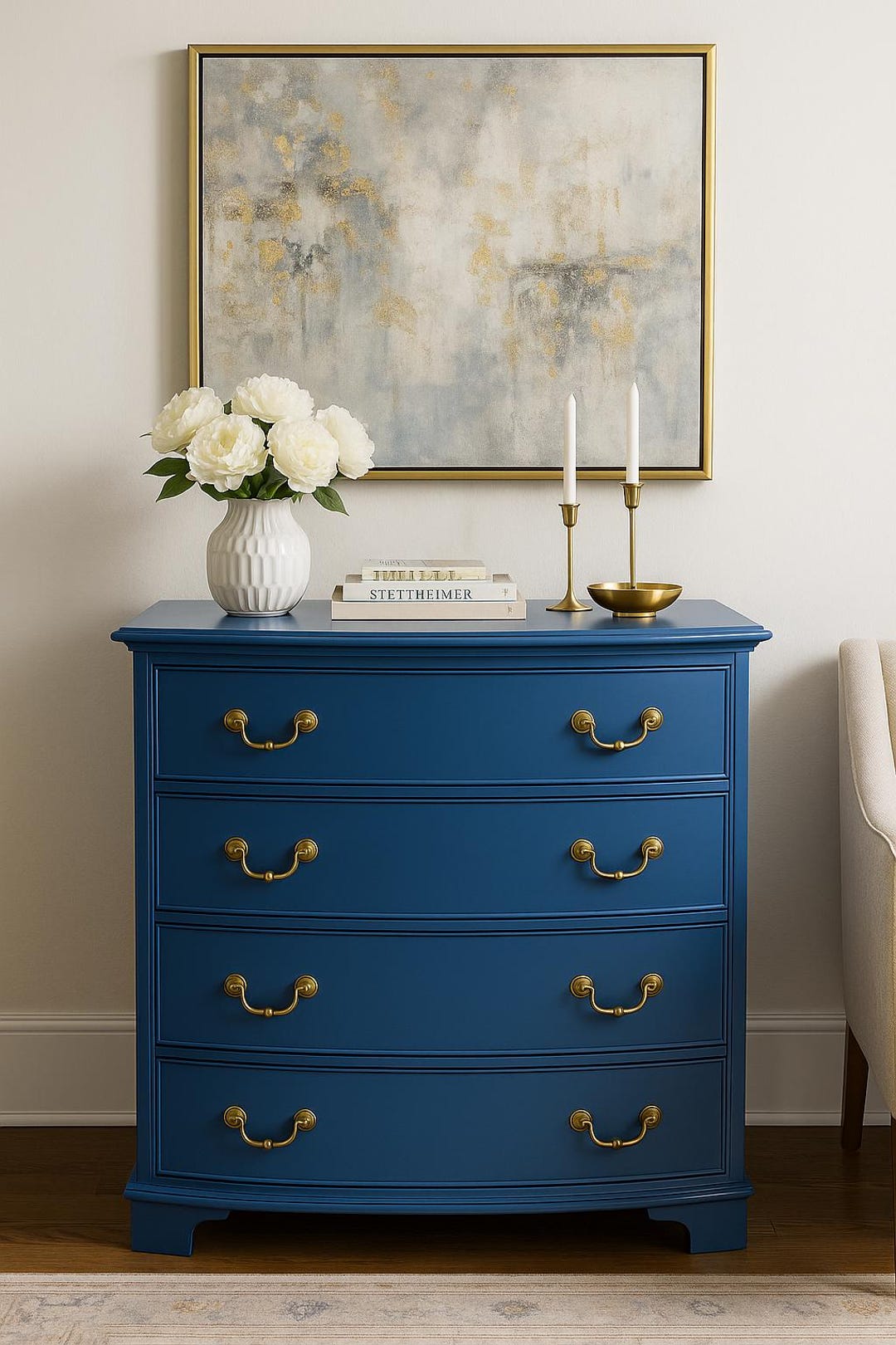 Cerulean Crest – Vintage Blue Chest of Drawers – Solid Wood Dresser – Brass Pulls – 200 Miles ...
