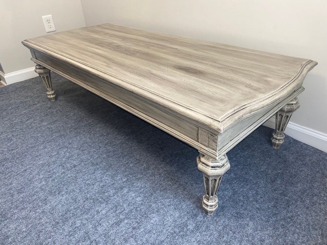 Distress White Center Table, Farmhouse Center Table, Solid Wood Coffe ...