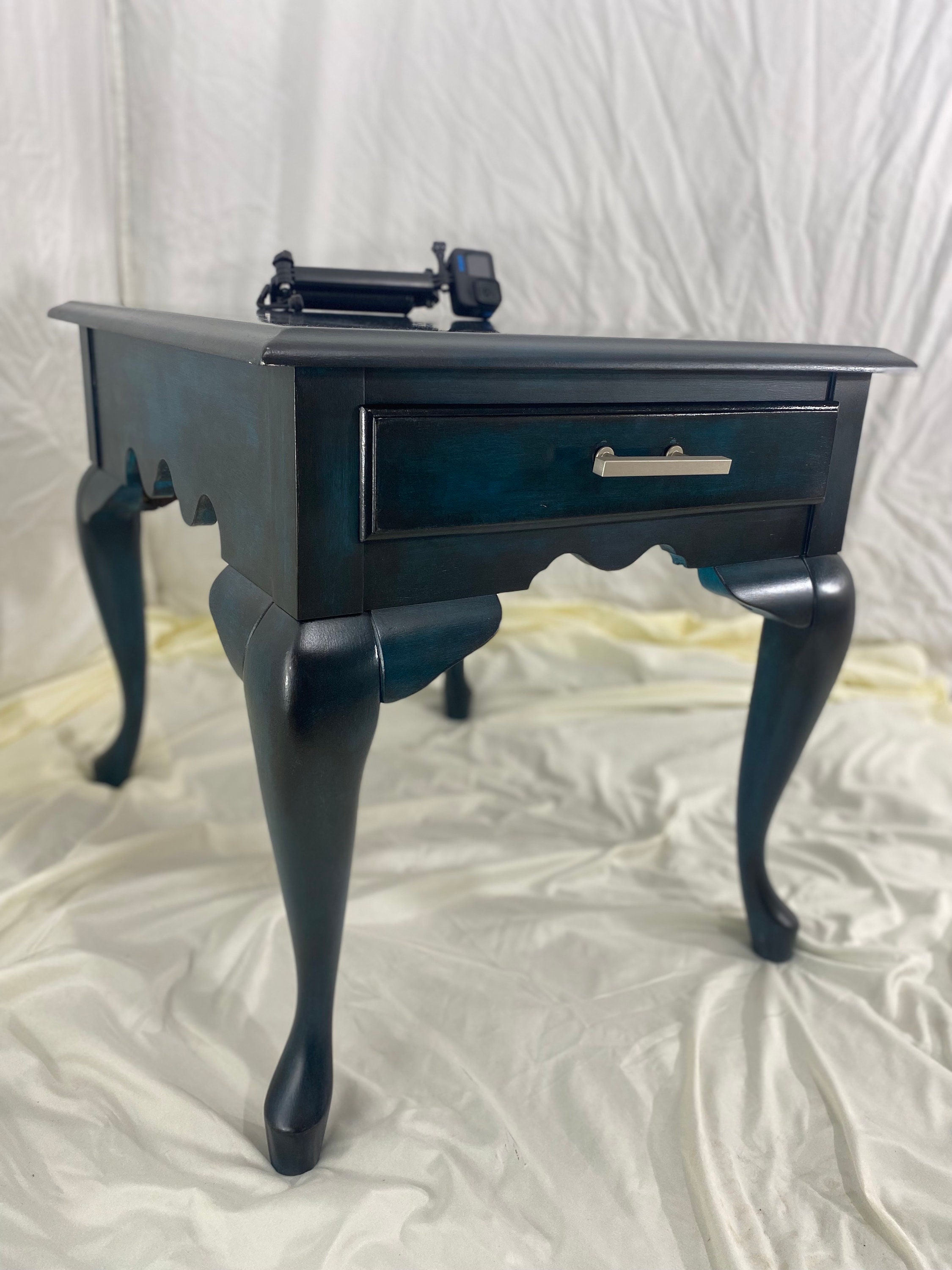 Green End Table With Custom Green Black Distress Finishes, Vintage End ...