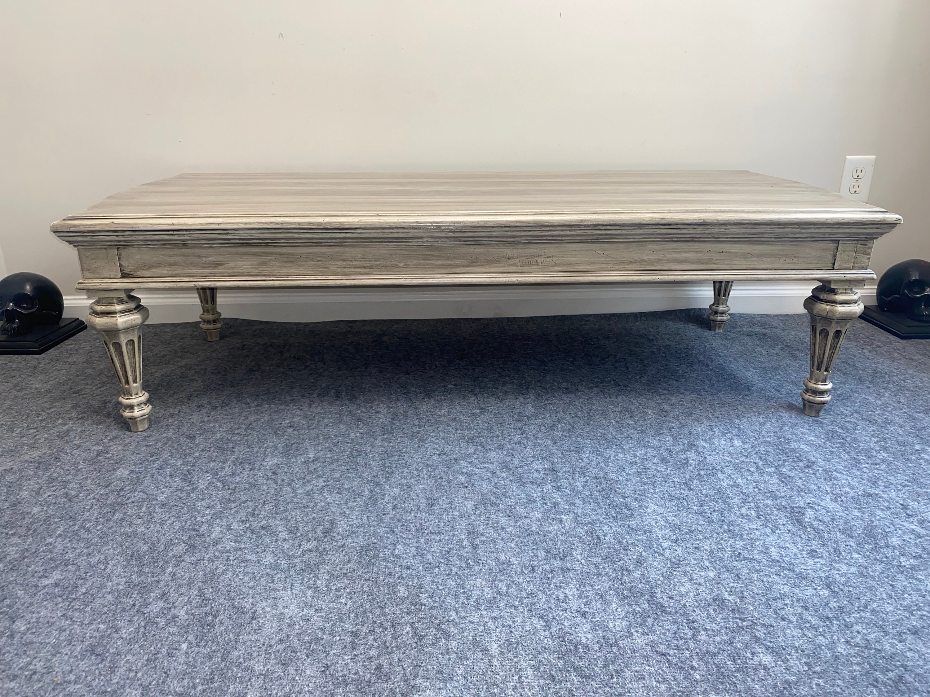 Distress White Center Table, Farmhouse Center Table, Solid Wood Coffe ...