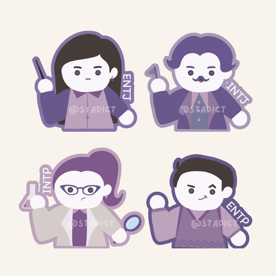 MBTI Cute Sticker intj, Intp, Entj, Entp Matte Sticker Waterproof ...