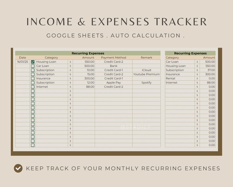 Personal Income Expenses Savings Tracker for Google Sheets | Finance ...