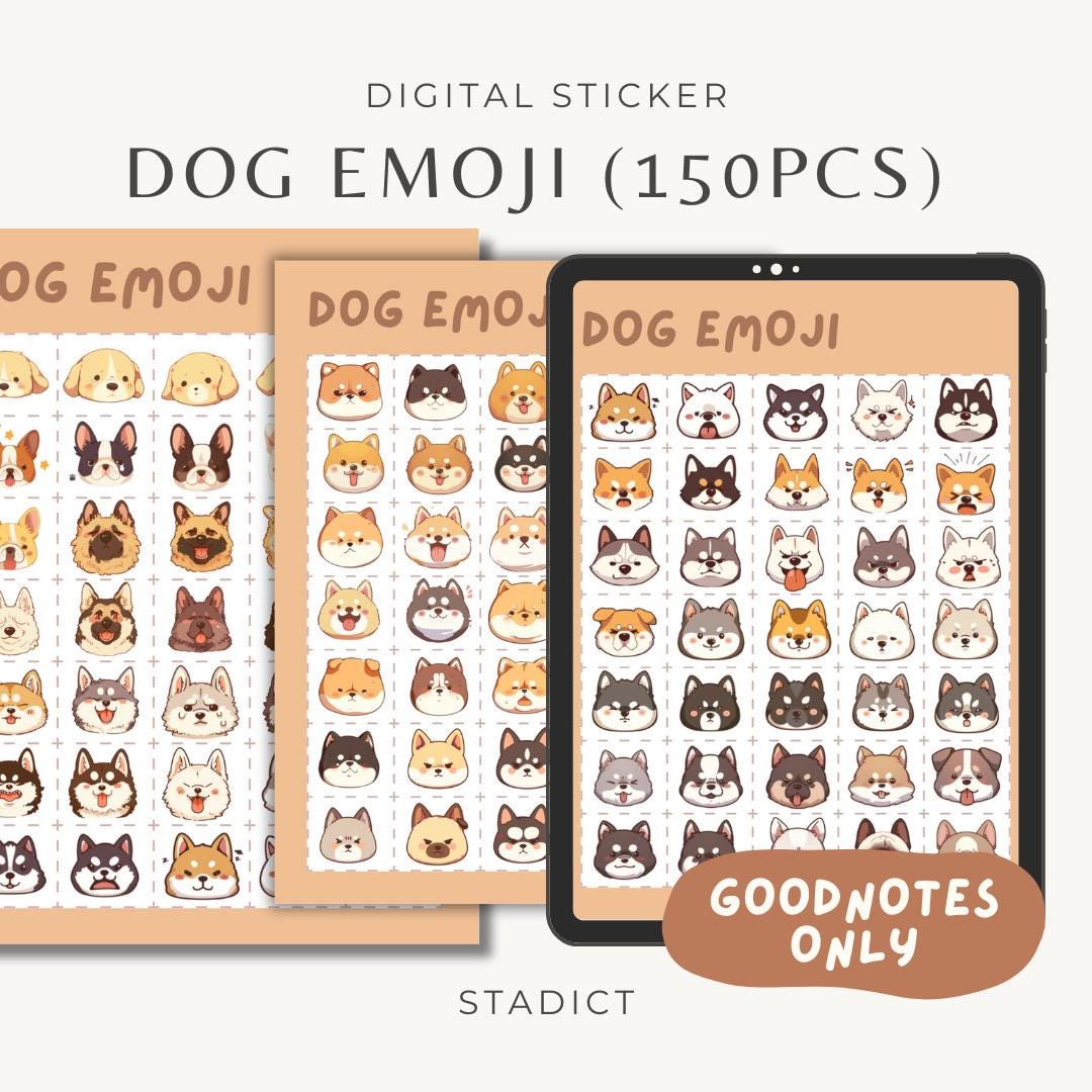 150pcs Dog Emoji Digital Sticker | Digital Planner | Goodnotes Only ...