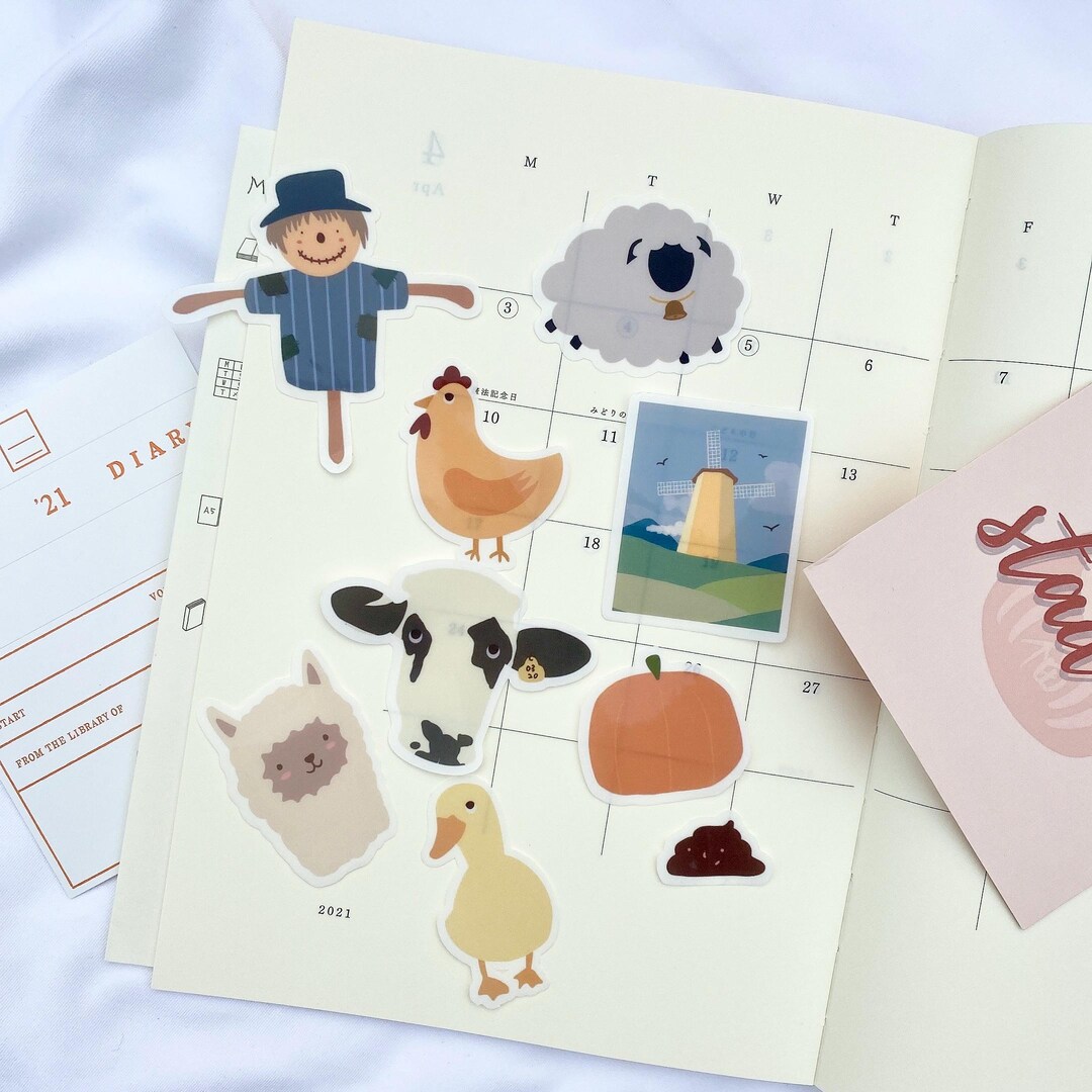 Farm Animals Sticker Cute Sticker Transparent Clear Sticker Waterproof ...