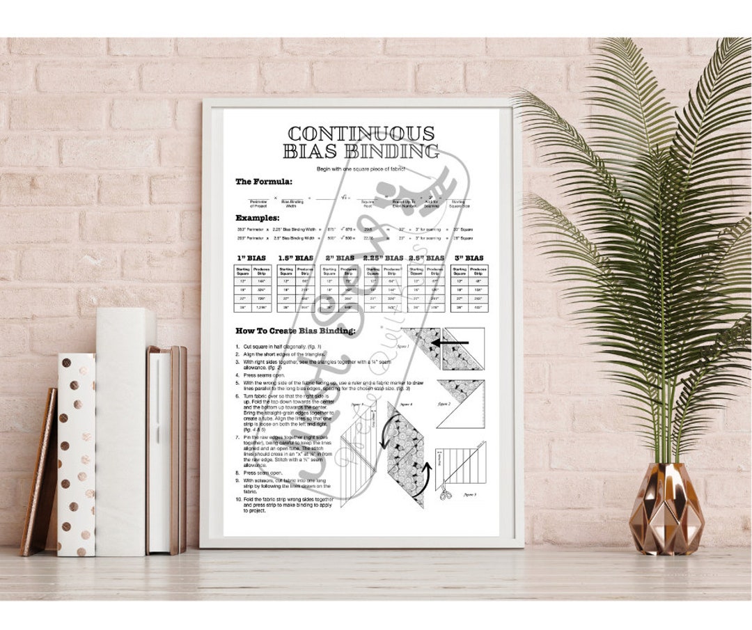 Quilt Room Artwork, Bias Binding, Reference Chart, Printable PDF ...