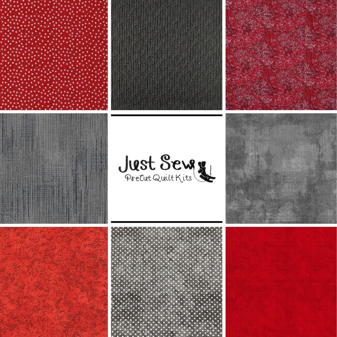 Precut Quilt Kit, Ready to Sew, No Cutting Quilt, Red Gray Quilt Kit ...