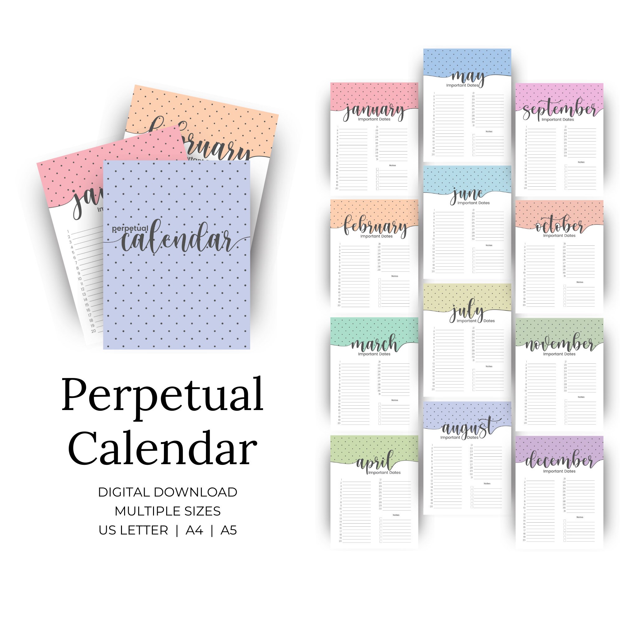 Perpetual Calendar Printable Perpetual Birthday Calendar Printable ...