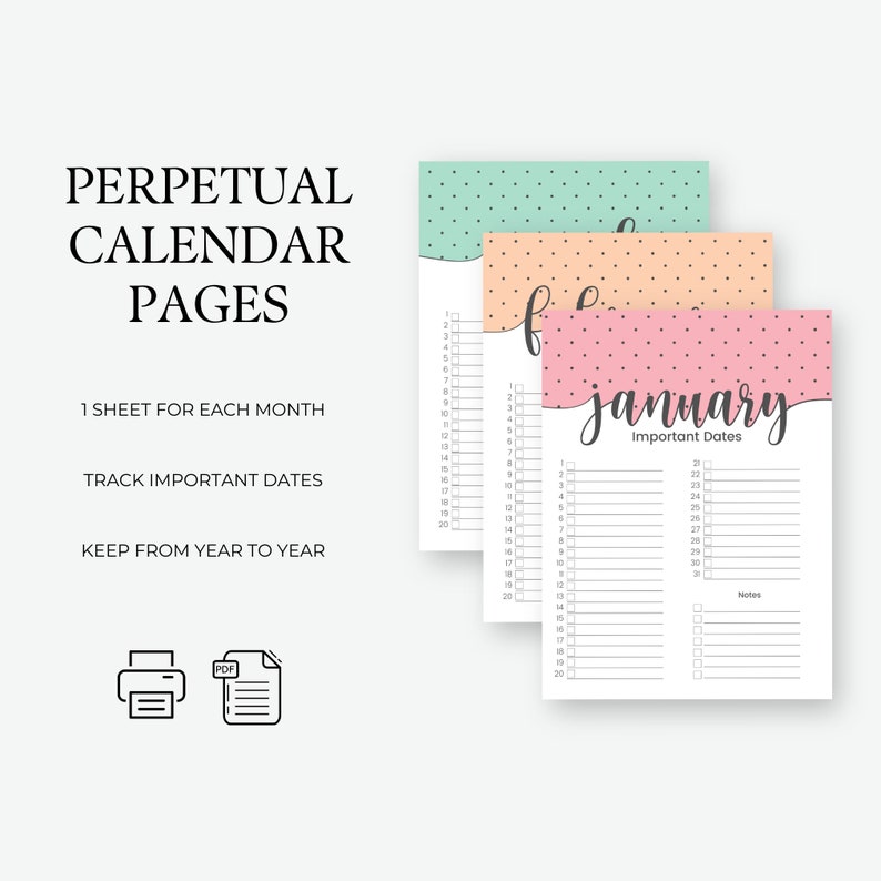 Perpetual Calendar Printable Perpetual Birthday Calendar Printable ...