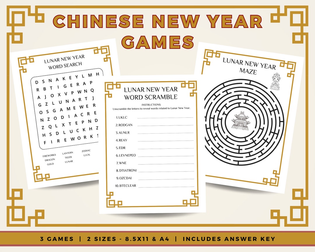 Lunar New Year Games Chinese New Year Activities Lunar New Year - Etsy