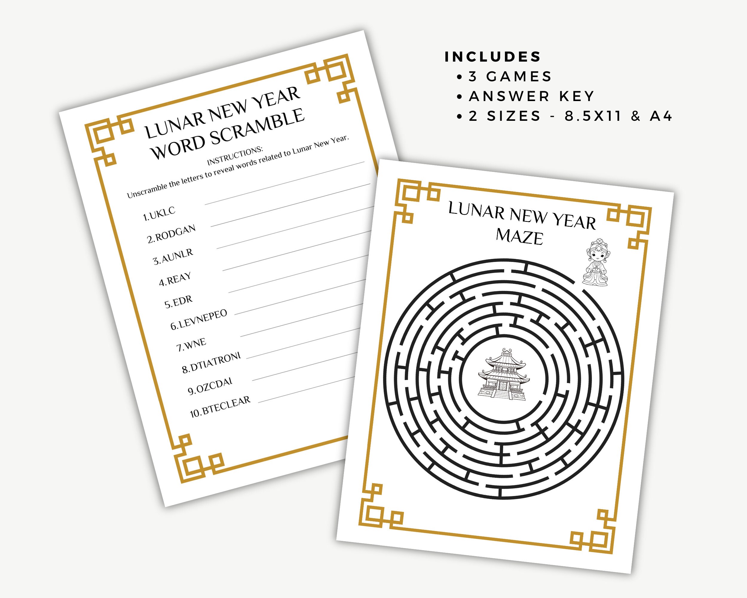 Lunar New Year Games Chinese New Year Activities Lunar New Year - Etsy