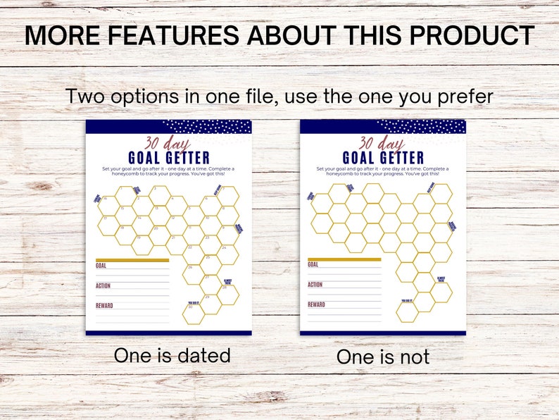 Printable Honeycomb 30 Day Goal Tracker | Savings Tracker | Habit ...