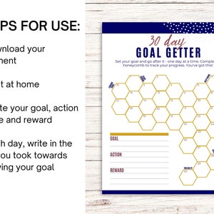 Printable Honeycomb 30 Day Goal Tracker | Savings Tracker | Habit ...