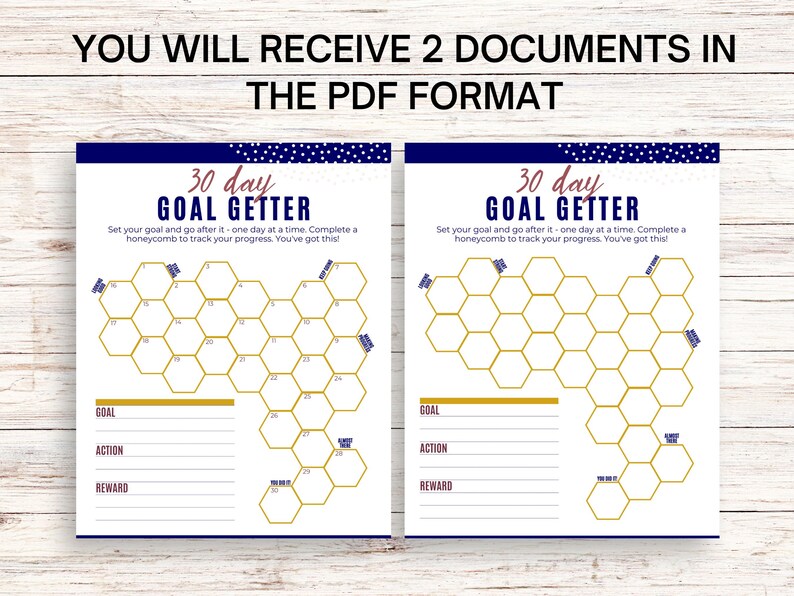 Printable Honeycomb 30 Day Goal Tracker | Savings Tracker | Habit ...