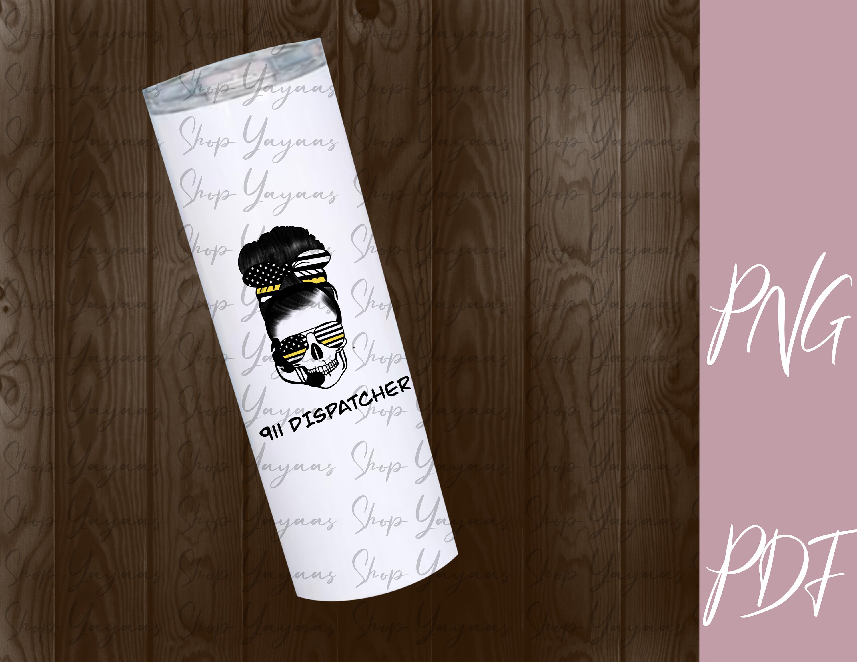 911 Dispatcher Skull Girl Bun PNG File Sublimation Digital Download ...