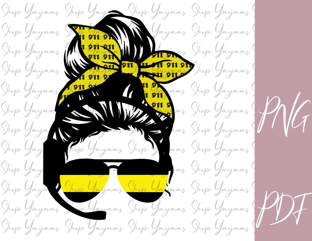 911 Dispatch Girl Bun Sublimation PNG File Digital Download - Etsy