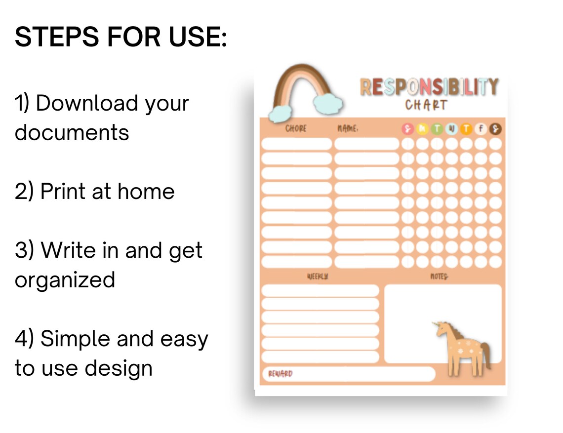 Responsibility Chart Printable, Kids Chore Chart, Printables for ...