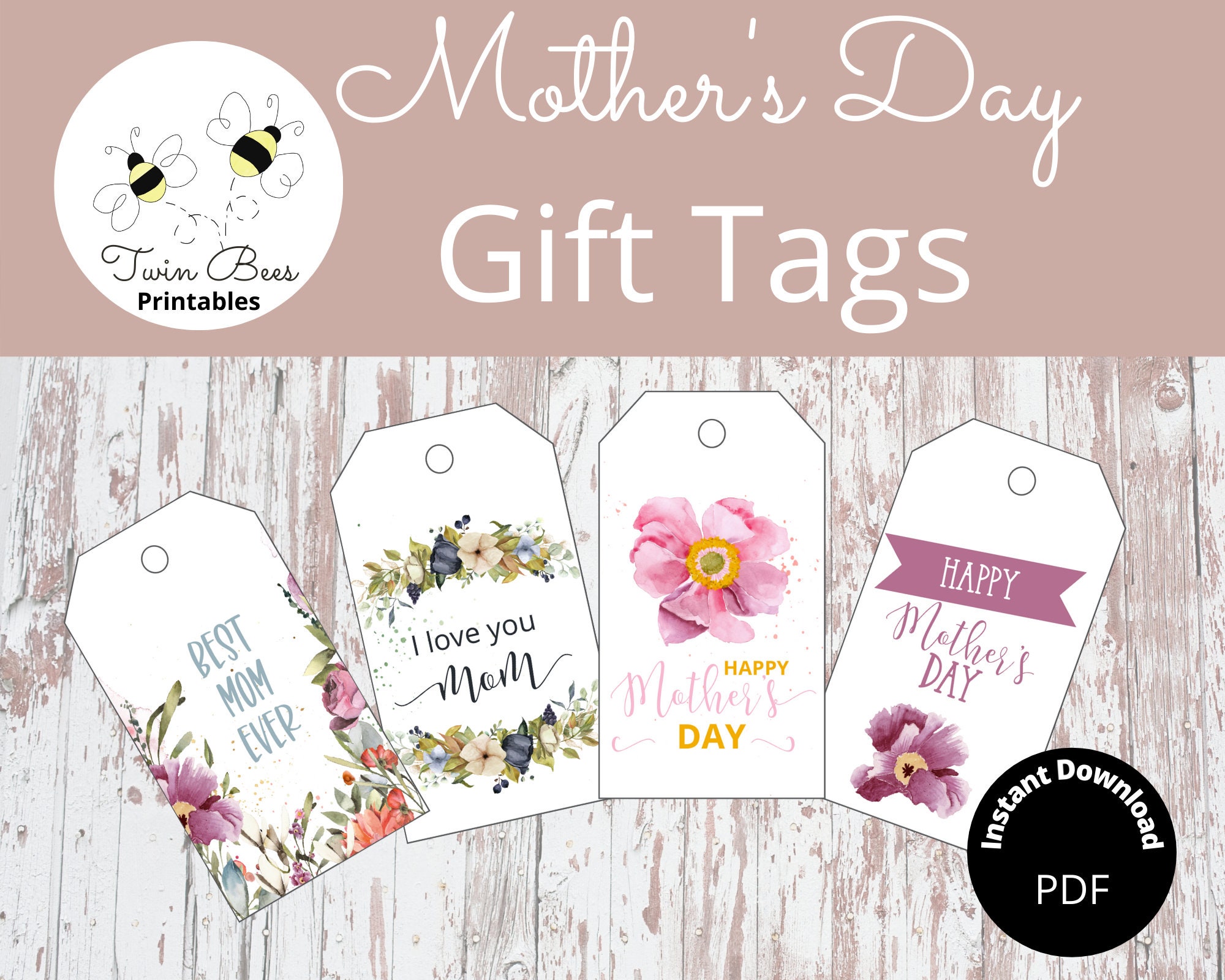 Mother's Day Gift Tag, Printable Gift Tag, Thank You Mom Gift, Cookie ...