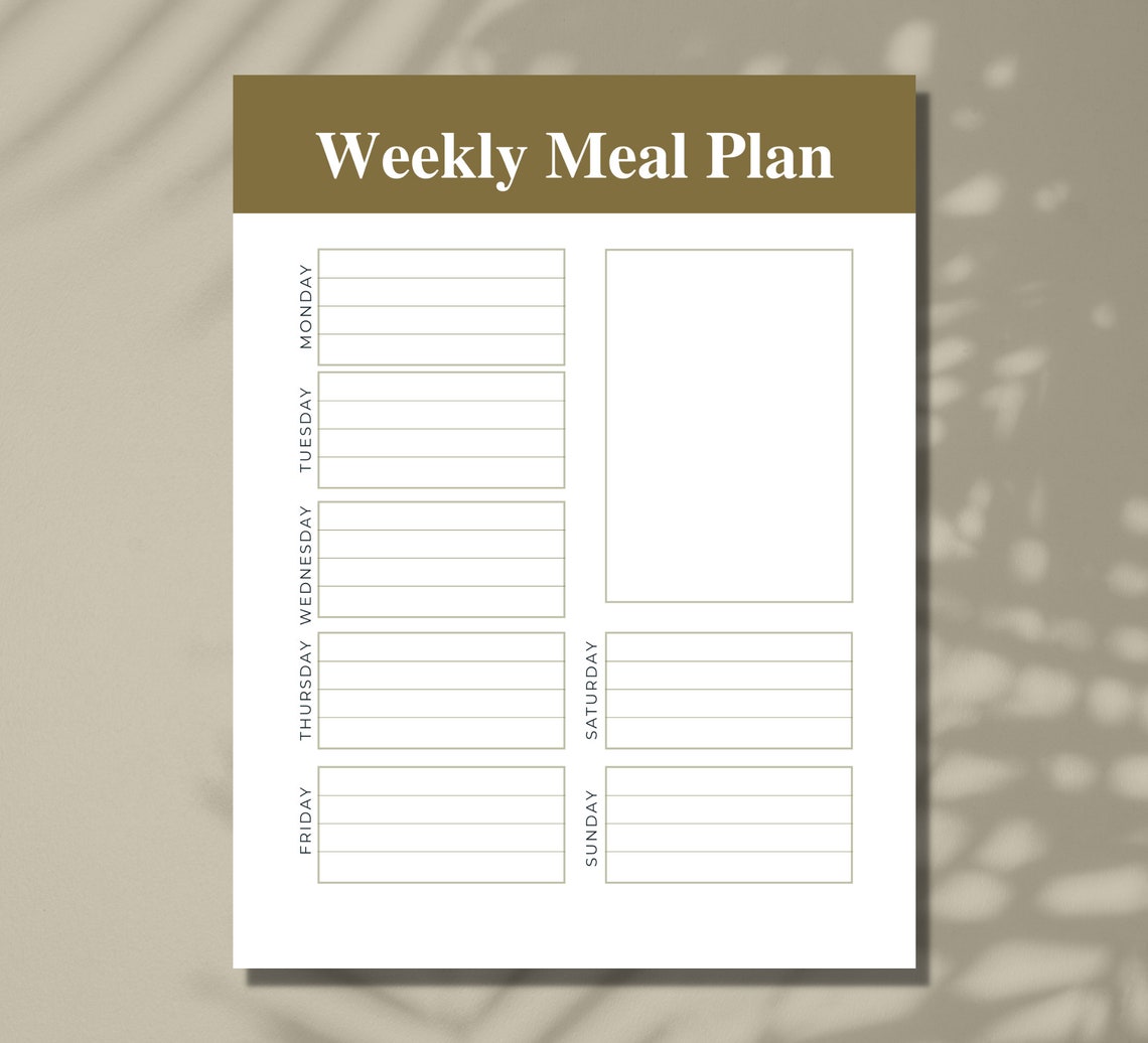 Meal Planner Printable, Weekly Meal Planner Template, 8.5 X 11. Planner ...