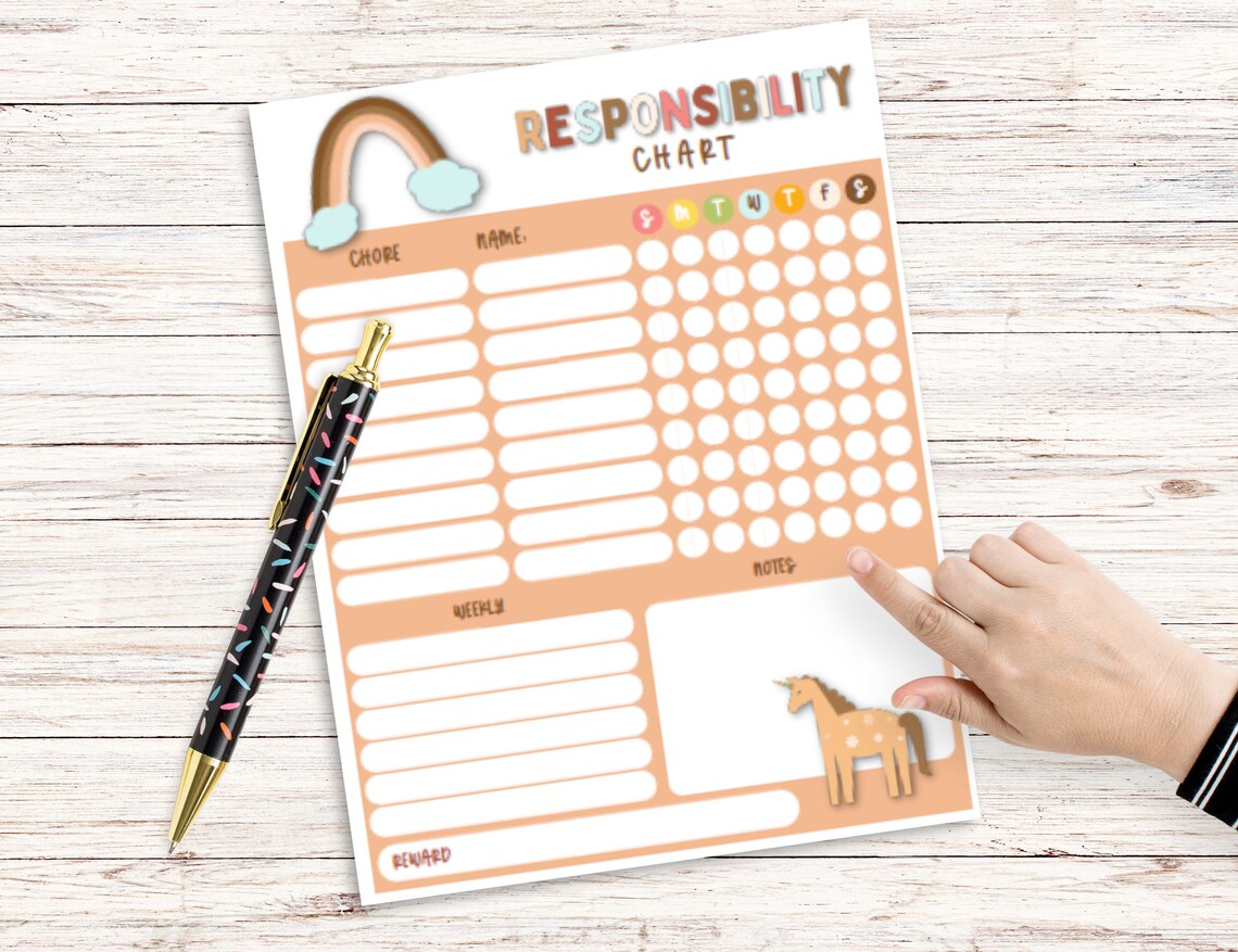 Responsibility Chart Printable, Kids Chore Chart, Printables for ...