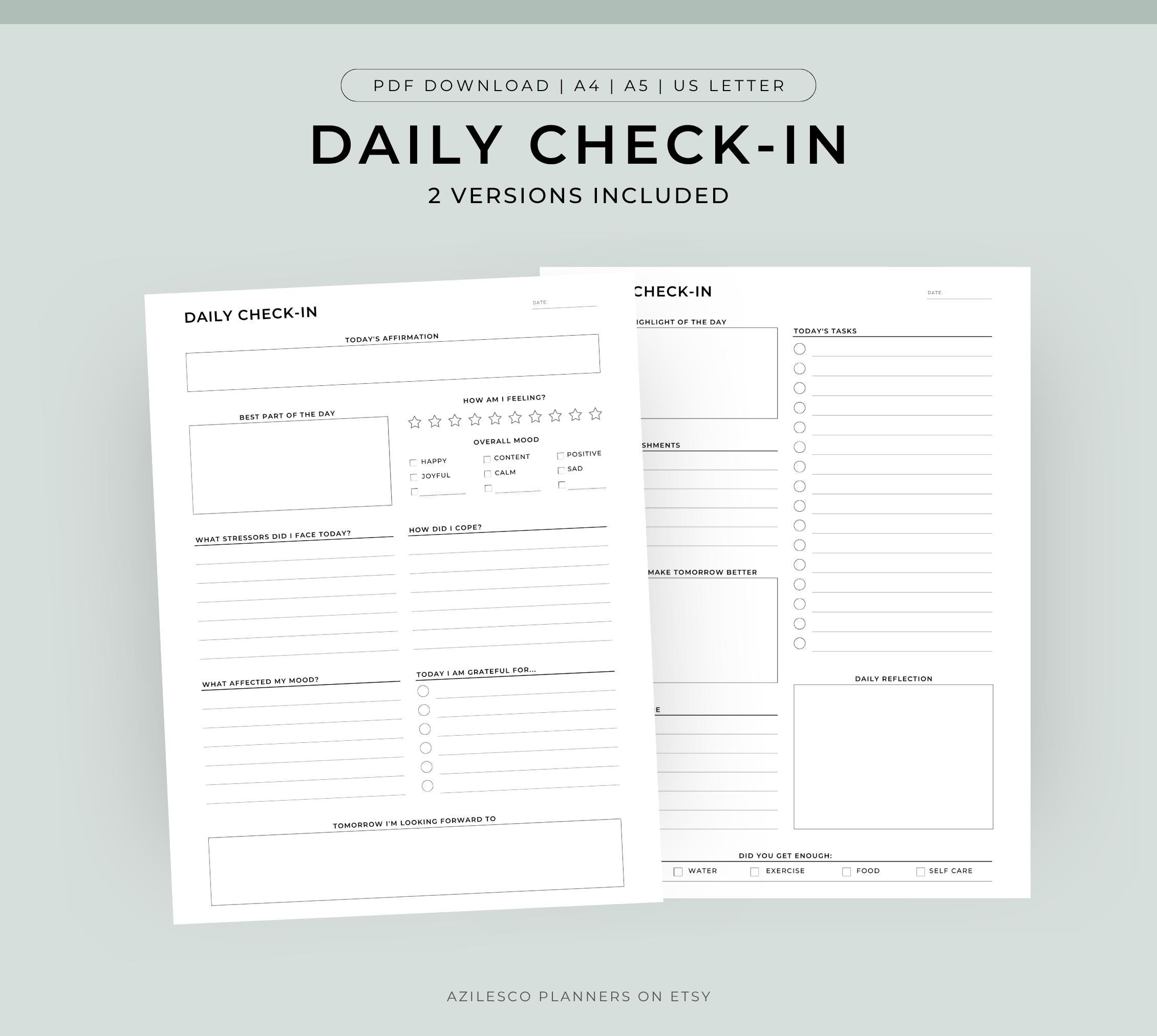 Daily Check in Goodnotes, Daily Journal Page, Daily Gratitude, Self ...