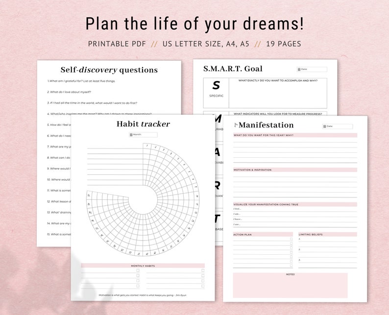 Vision Board Printable Planner for Goals Setting - Etsy