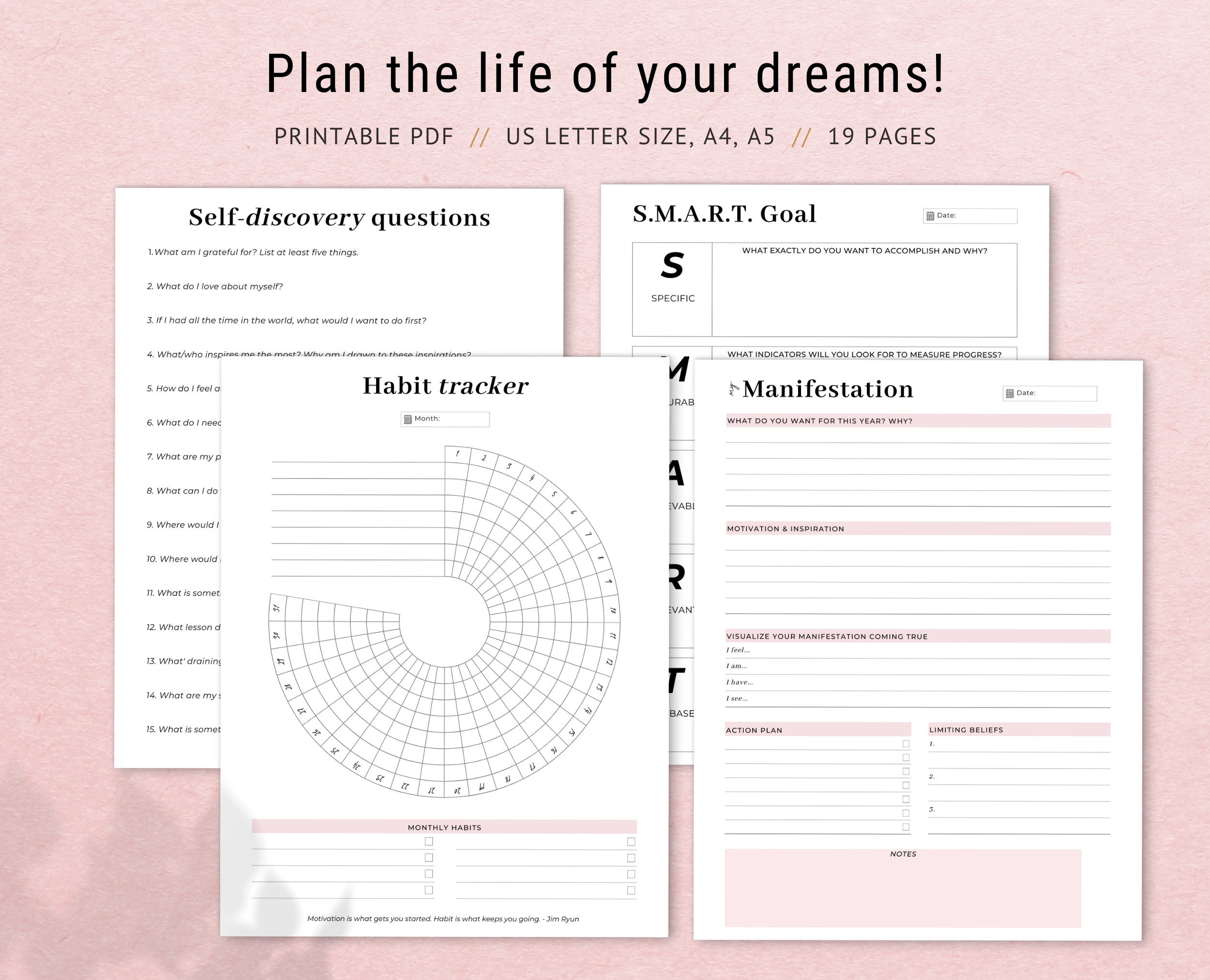 Vision Board Printable Planner for Goals Setting - Etsy