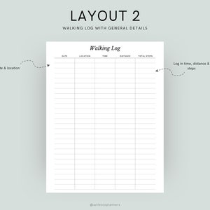 Walking Log Printable, Steps Tracker, Fitness Journal, Walking Tracker ...