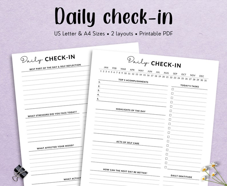 Daily Check-in Journal Page Daily Gratitude Self Care - Etsy New Zealand