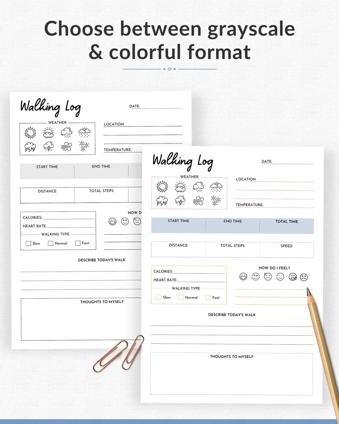 Walking Log Printable Steps Tracker Fitness Journal Walking - Etsy