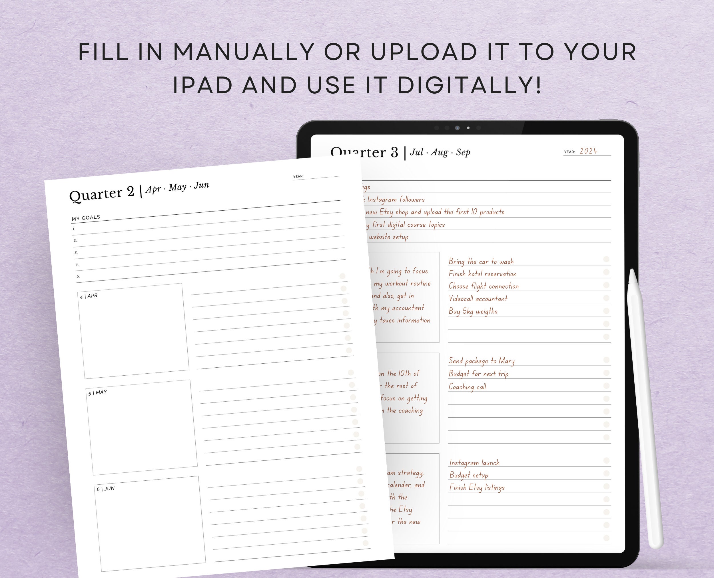 Quarterly Planner Printable Inserts To-do List Yearly - Etsy
