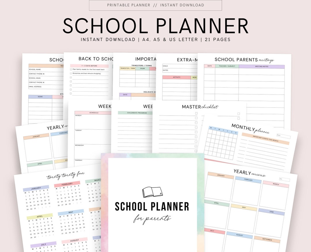 Back to School Printable Planner for Parents Back (Download Now) - Etsy