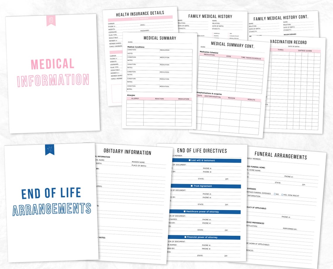 Emergency Binder Printable and Fillable in Case of Emergency - Etsy