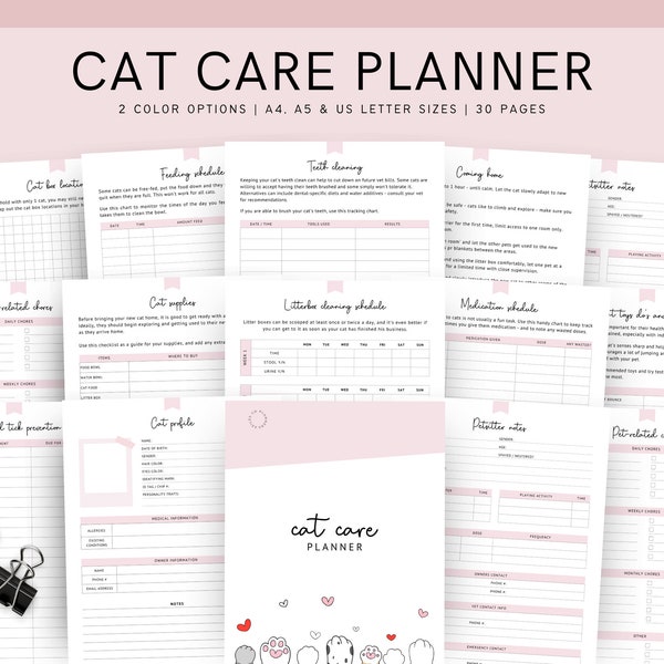 Printable Cat Care Records - Etsy