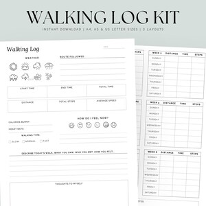 Walking Log Printable, Steps Tracker, Fitness Journal, Walking Tracker ...