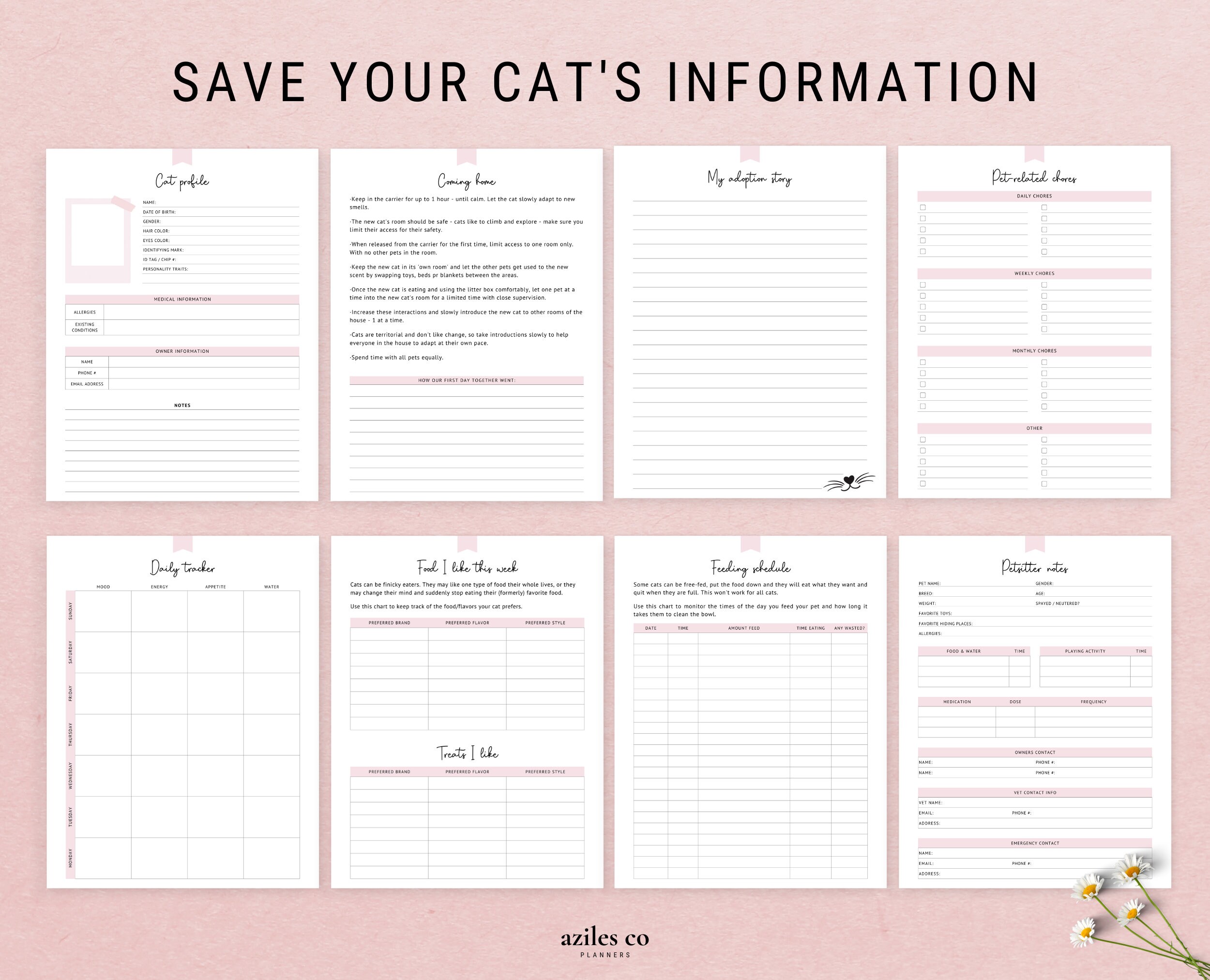 Cat Care Planner Printable Pet Care Printable Planner - Etsy Canada