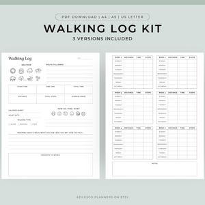 Walking Log Printable, Steps Tracker, Fitness Journal, Walking Tracker ...