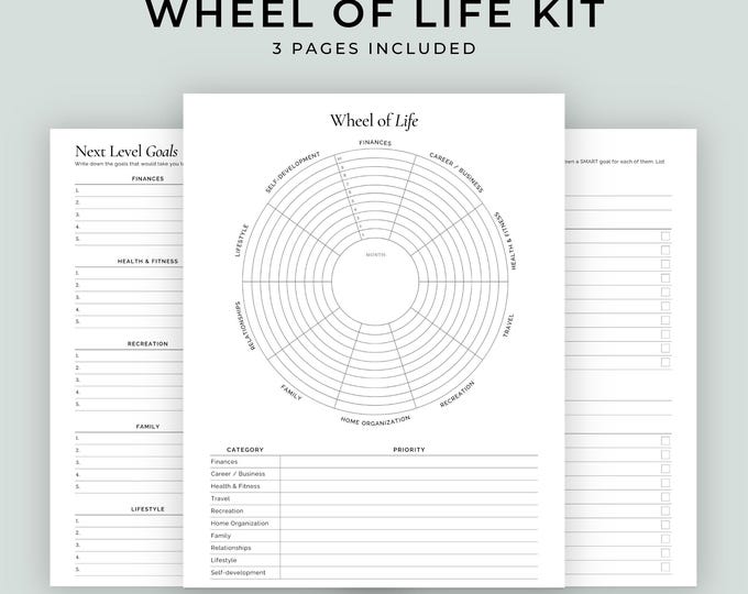Wheel of Life PDF Printable Wheel of Life Template Self-growth Workbook ...
