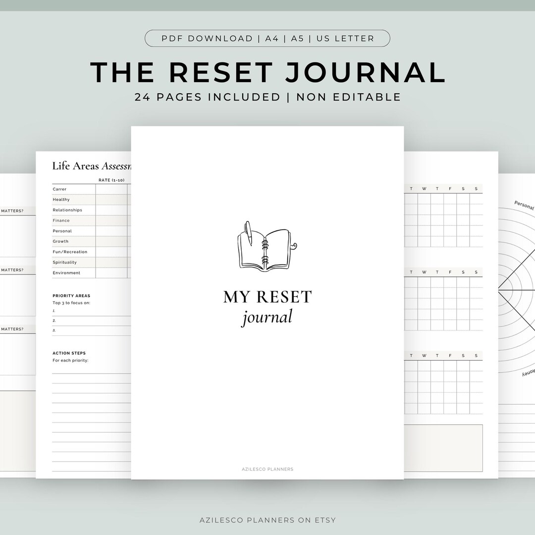 Reset Journal, Printable Planner for Goals Setting, Manifestation and Personal Growth, Goal ...