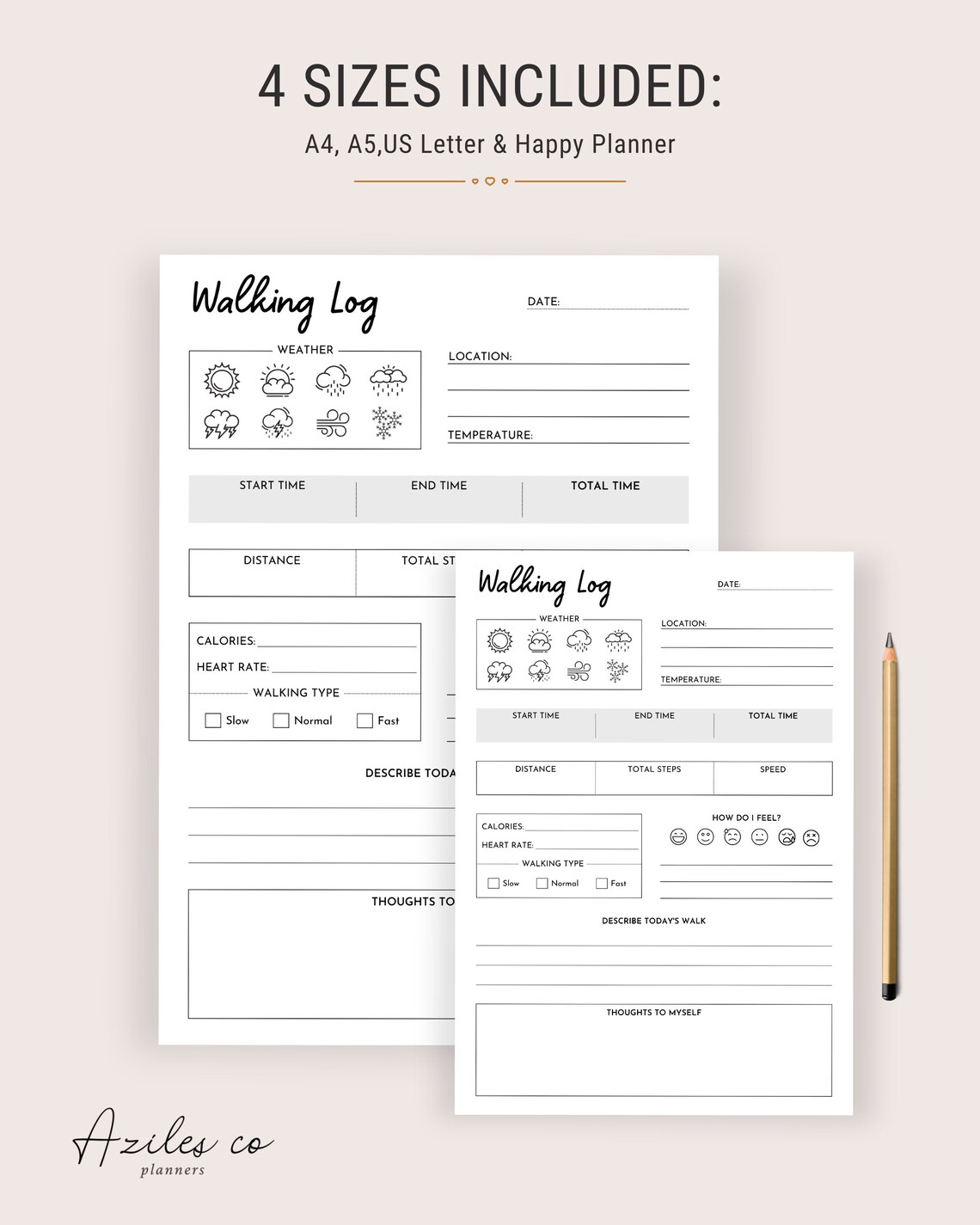 Walking Log Printable Steps Tracker Fitness Journal Walking - Etsy
