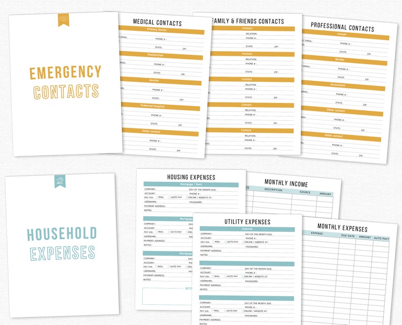 Emergency Binder Printable and Fillable in Case of Emergency - Etsy