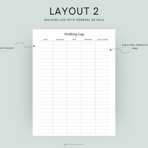 Walking Log Printable, Steps Tracker, Fitness Journal, Walking Tracker ...