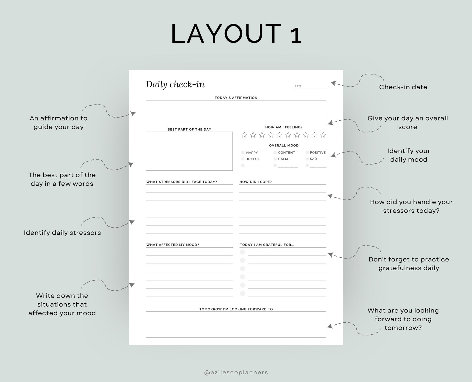 Daily Check in Goodnotes, Daily Journal Page, Daily Gratitude, Self ...