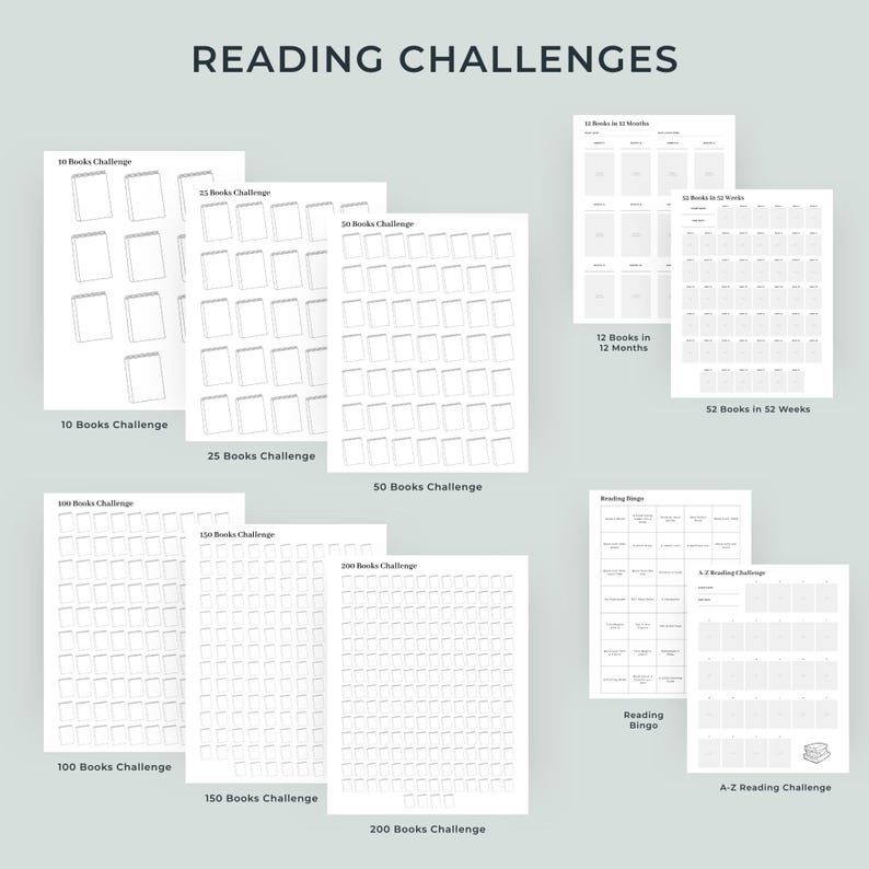Reading Planner Printable, Book Tracker Journal Printable, Minimal Book ...